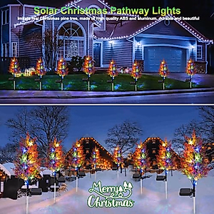 2 Pack Solar Christmas Tree with LED Solar Christmas Lights for Outdoor Christmas Decorations, Christmas Pathway Lights Outdoor, Small Christmas Tree Lights for Holiday Lawn Garden Yard Decor
