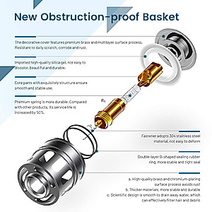 REGALMIX Vessel Sink Drain, Bathroom Faucet Vessel Sink Pop Up Drain Stopper Without Overflow Brushed Nickel, Built-in Anti-Clogging Strainer,Fits Standard American Drain Hole1-1/2 to 1-3/4",R085B-BN