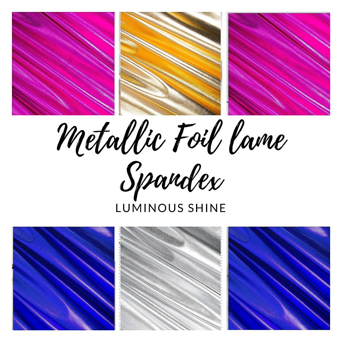 FabricLA | Silver Polyester Fabric | Metallic Foil Lame Spandex Material | 4-Way Stretch Knit Fabric | 60" Inches Wide | Polyester Fabric by The Yard for Dancewear, Costumes & Decoration - 1 Yard