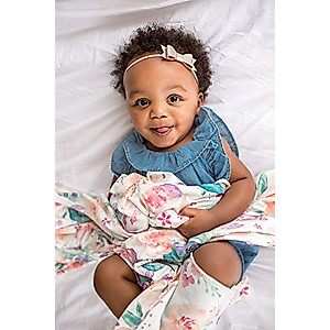 Copper Pearl Large Premium Knit Baby Swaddle Receiving Blanket Floral Bloom