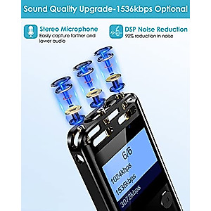 64GB Digital Voice Recorder, Wevoor Voice Activated Recorder with 560mAh Large Capacity Battery, Professional Recording Device with Playback, Password, Timed recording, Repeat, Variable Speed Playback
