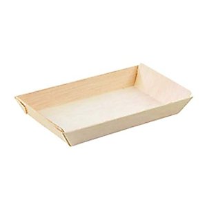 PacknWood -210SAMBQ65 Biodegradable Wood Tray for Serving,charcuterie tray, Samurai Square Wooden Dish,(5 oz, 5.1" x 2.5" x 0.8") - Case of 100