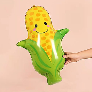 HORUIUS Corn Balloons Vegetables Corn Foil Mylar Balloons for Baby Shower Corn Themed Party Birthday Decoration Supplies 28 inch 5PCS