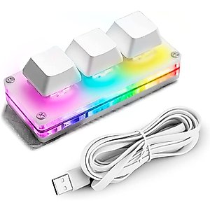 Ecarke USB Mini 3-Key OSU Keypad Hotswap One Handed Mechanical Gaming Keyboard Programming Macro Cherry Switch RGB Backlit Mini USB Keypad for Windows Mac macros or Rhythm Games