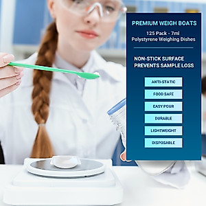 Weigh Boats Small - 125 Pack 7ml Plastic Disposable Trays for Scale, Square Weighing Dishes for Powder Weight, Crafts, Food Samples - Mini Pour Boat Tray, Anti-Static Lab Dish Container