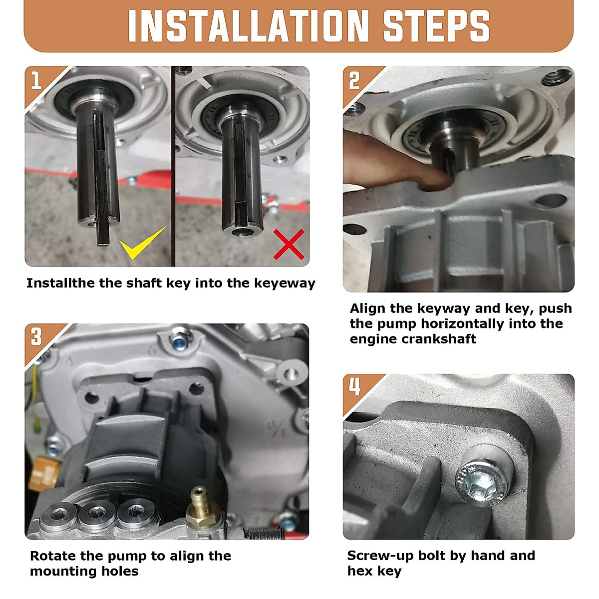 3/4'' Shaft Horizontal Pressure Washer Pump Max 3300 PSI @ 2.5 GPM & Power Washer Pump, Replacement Pump for Troy-Bilt, Karcher, Generac, Simpson, Honda, PowerStroke, Etc.