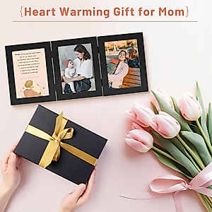 Golden State Art, 5x7 Three Picture Frame Trifold Hinged Photo Frame with 3 Openings, Desk Top Family Picture Collage, with Real Glass (5x7 Triple, Black, 1-Pack)