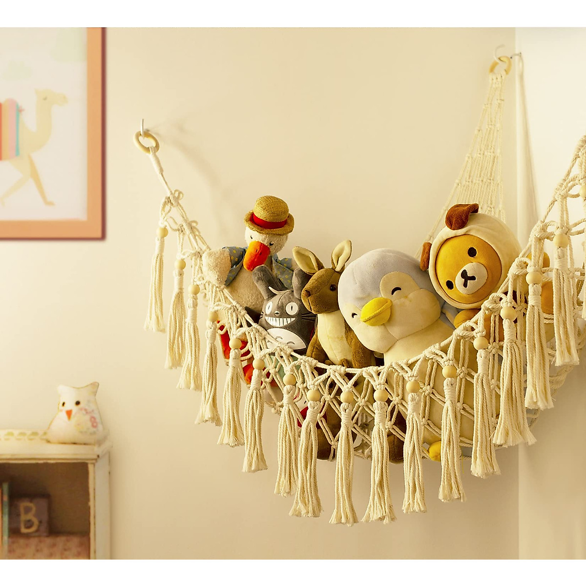 TCGPRO Stuffed Animal Storage - Stuffed Animal Hammock Corner - Cute Stuff Animals Holder Plushie Net Hanging Organizers, Baby Room Bedroom Nursery Decor Kids Girls Toddler Boho