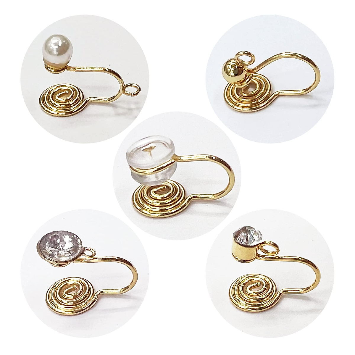 TAOARA 16 PCS Clip on Earrings Converter 5 Types Earring Converters Pierced to Clip with 16 Pieces Comfort Earring Pads Golden Hook Earring Converter for Women Men Non-Pierced Ears
