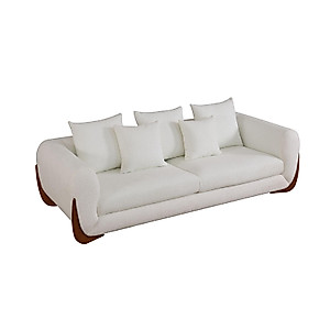 GEBADOL 86" Modern Living Room Furniture, White Sherpa Couch, 3 Seater Lambswool Sofa for Living Room/Apartment/Office