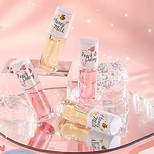 KTouler Crystal Jelly Moisturizing Lip Oil 2Pcs Hydrating Lip Gloss Set Plumping Lip Oil Balm Long Lasting Glow Oil Lip Care Tools (2Pcs, Crystal Lip Oil)