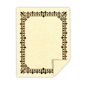 Southworth Foil Enhanced Parchment Certificate, 8.5” x 11”, 24 lb/90 GSM, Gold Fleur De Lis Design, Ivory, 15 Count - Packaging May Vary (98867)