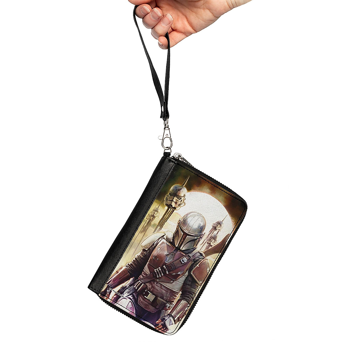 Buckle-Down Women's PU Zip Around Wallet Rectangle-Star Wars The Mandalorian, 7.5"x4.5"