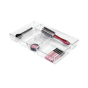 iDesign Plastic In Drawer Organizer Trays for Kitchen Utensils, Silverware, BPA-Free, Set of 6, Clear
