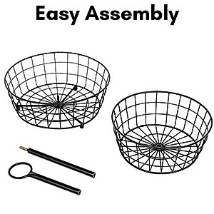 BirdRock Home 2 Tier Wire Fruit Basket Bowl - Round Metal Standing Storage Baskets - Vegetable Garlic Caddy Stand for Kitchen Counter - Freestanding Rustic Decorative Farmhouse Decor