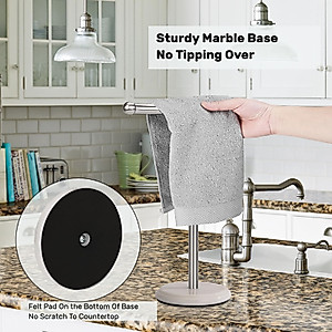 Hand Towel Holder, Hand Towel Rack Stand with Heavy Marble Base, Countertop Hand Towel Holder Stand for Bathroom (Brushed Nickel)