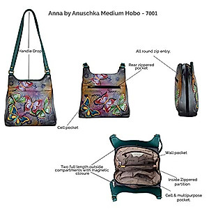 Anna by Anuschka womens Anna Anuschka Genuine Leather Medium Hobo-butterfly Paradise Satchel Bag, Butterfly Paradise, One Size US