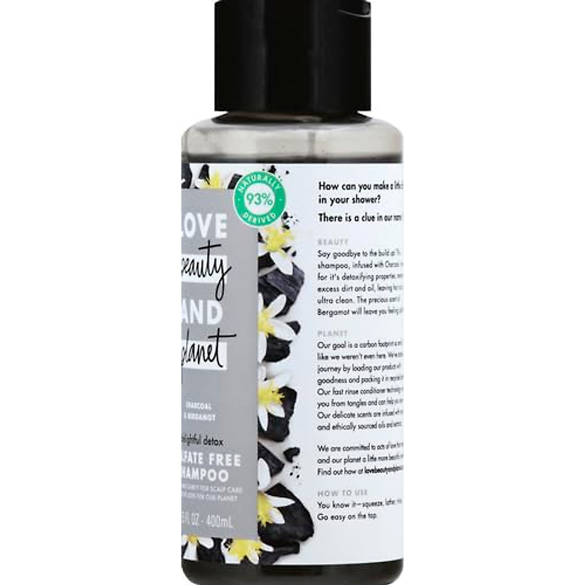 Love Beauty And Planet Clarifying Shampoo Delightful Detox Charcoal & Bergamot Vegan, Paraben & Sulfate & Silicone & Cruelty Free, Coconut, 13.5 Fl Oz