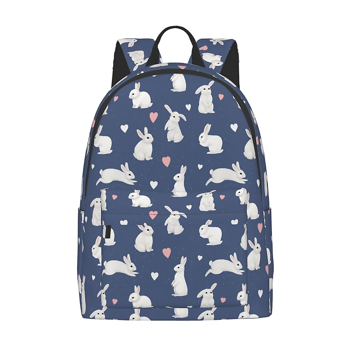 FeHuew 16 inch backpack Kawaii Rabbit White Bunnies Laptop Backpack Full Print School Bookbag Shoulder Bag for Travel Daypack