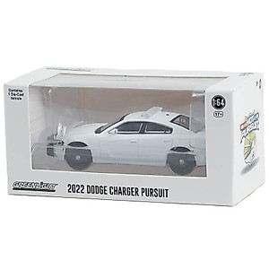 Greenlight 43002-L Hot Pursuit - 2022 Dodge Charger Pursuit Police Cruiser- White with Light Bar & Push Bar 1:64 Scale Diecast