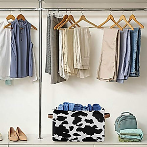 Storage Basket Bins Animal Cow Print Large Storage Boxes Cubes Collapsible Organizer with Handles, Foldable Toys Laundry Hamper for Closet Shelf Nursery, 1 PCS