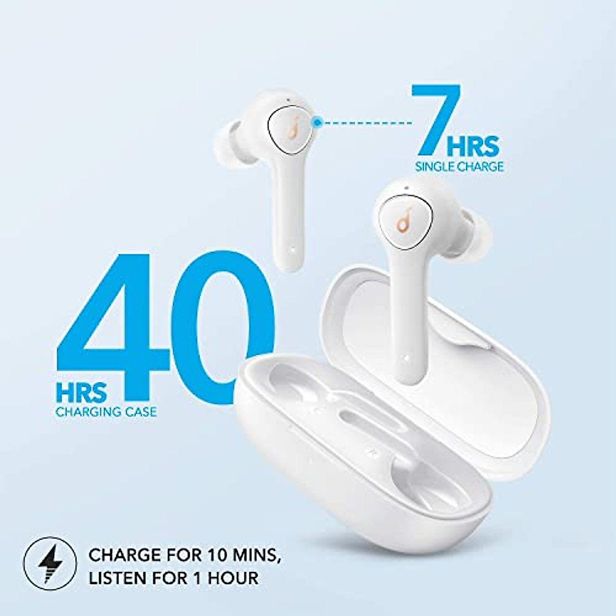 Soundcore Anker Life P2 True Wireless Earbuds with 4 Microphones, CVC 8.0 Noise Reduction, Graphene Driver, Clear Sound, 40H Playtime, IPX7 Waterproof, Wireless Earphones for Work(Renewed) (White)