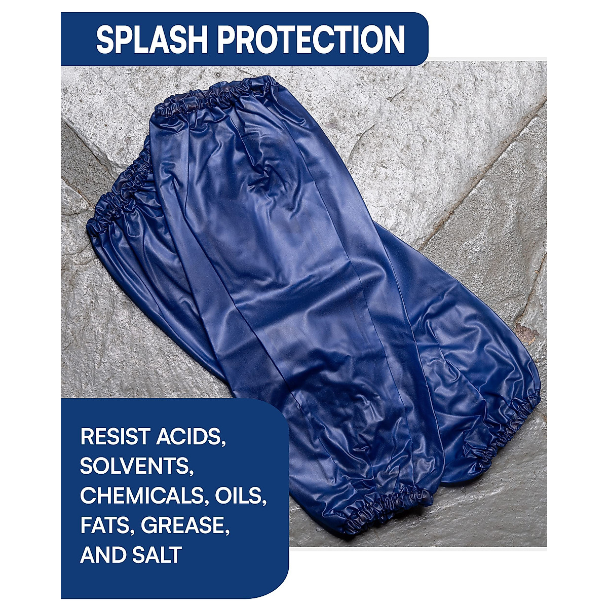 Truline (Pack of 12 Pairs) Blue Vinyl Arm Sleeve Waterproof Disposable PVC Oversleeves for Cooking, Painting, and Chemical Resistance - 18 Inches with Elastic Ends