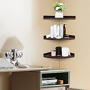 TNQNCFL Round Floating Corner Shelves,Solid Wood Corner Floating Shelves,Wall Mount Floating Corner Shelves,Hanging Corner Shelf for Wall Decor Bedroom Living Room Bathroom Kitchen Office