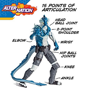 Alter Nation El Ray Human Stingray Electric EEL Hybrid Web Cartoon Dark Horse Comics Graphic Novel Action Figure with “Lightning Storm” Light up Feature & Mini Comic Book Great Gift for Kids 6 & Up