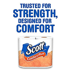 Scott ComfortPlus Toilet Paper, 12 Mega Rolls, 425 Sheets per Roll, Septic-Safe, 1-Ply Toilet Tissue