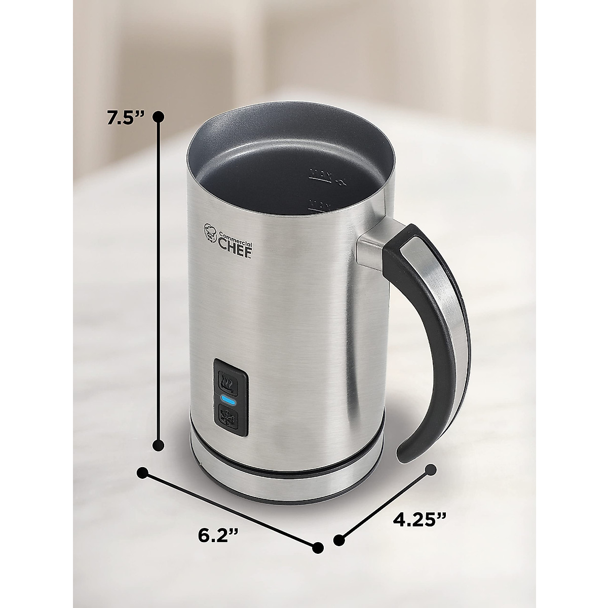 COMMERCIAL CHEF Cordless Milk Frother for Hot and Cold Milk, Cordless Frother, Milk Frother Handheld for Kitchen Coffee Bar, Cappuccino, and More