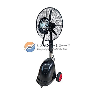 Cool-Off Island Breeze Oscillating Misting Fan, 3 Cooling Speeds with 12 Gallon Tank, Adjustable Height, Art Deco Pedestal Fan for Backyards, Patios and More, 26 Inch, Black