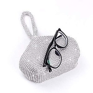 Mogor Women's Triangle Bling Glitter Luxury Full Rhinestones Portable Evening Clutch Twinkle Bag Tote Purse Wallet Glitter Party Wedding Prom Silver