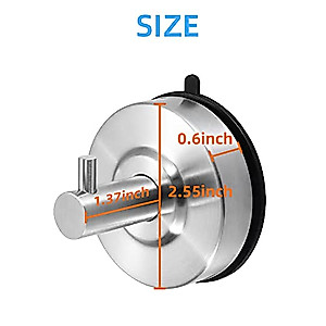 Stainless Steel Vacuum Suction Cup Hooks, 2 Pack Brushed Nickel SUS 304 - Removable Heavy Duty Hooks for Bedroom, Kitchen, Toilet, Bathroom,Cloakroom（No Punching）