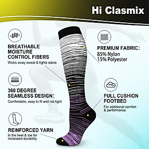 5 Pairs Graduated Compression Socks for Women&Men 20-30mmhg Knee High Socks Compression Stockings Athletic Socks(Multicoloured 1, Small/Medium(US SIZE)