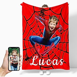 MORRIX Custom Superhero Blanket with Face Customized Superhero Blanket for Boys Kids Girls, Design 11