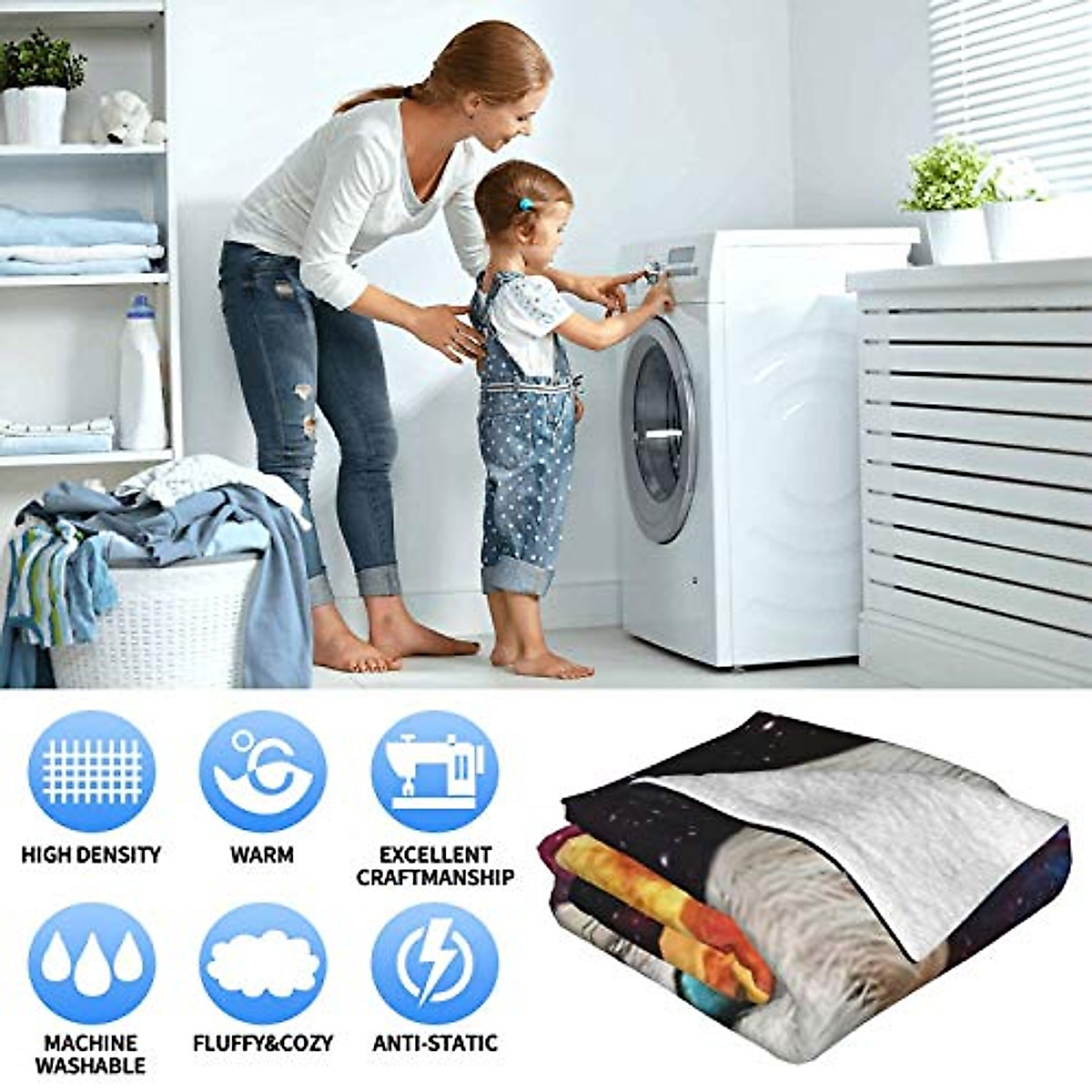 JASMODER Galaxy Space Cat Taco Pizza Throw Blanket Warm Ultra-Soft Micro Fleece Blanket for Bed Couch Living Room