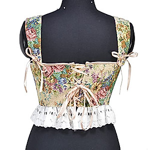 JDHUFEI Halloween Costume for Women Fashion Vintage Gothic Corsets Boho Printed Sexy Renaissance Corsets Steampunk Tunic Tops