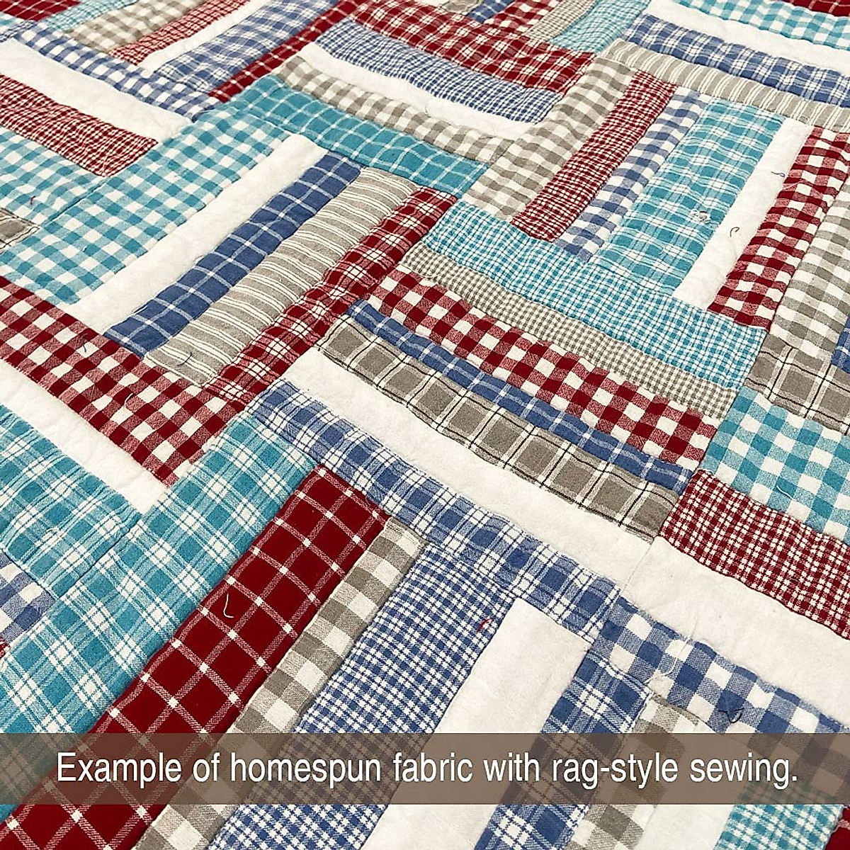 Cottage Blue 5 Mini Buffalo Plaid Cotton Homespun Fabric by JCS - Sold by The Yard