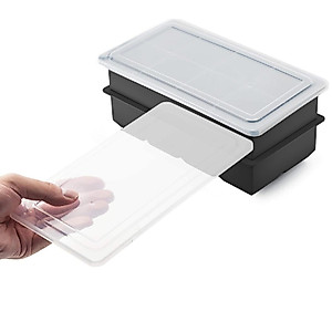 Samuelworld Large Silicone Ice Cube Tray Molds, 2-Pack, Big 2 Inch Cubes - BPA Free, Flexible, 8 Cavity Easy Release Slow Melting Ice for Whiskey, Cocktails, Gifts - Black (With Lids)