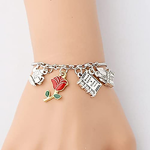 MYOSPARK Beauty And The Bracelet Belle Rose Inspired Gift Rose Flower Bracelet Princess Bracelet Movie Fans Gift (Beauty Rose Slide BR)
