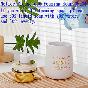 White Foam Hand Soap Dispenser - 11 oz Bathroom Lotion Hand Pump Dispenser foaming soap Dispenser Ceramic Dish Liquid Dispenser for Kitchen Hand Wash Dispenser (White)