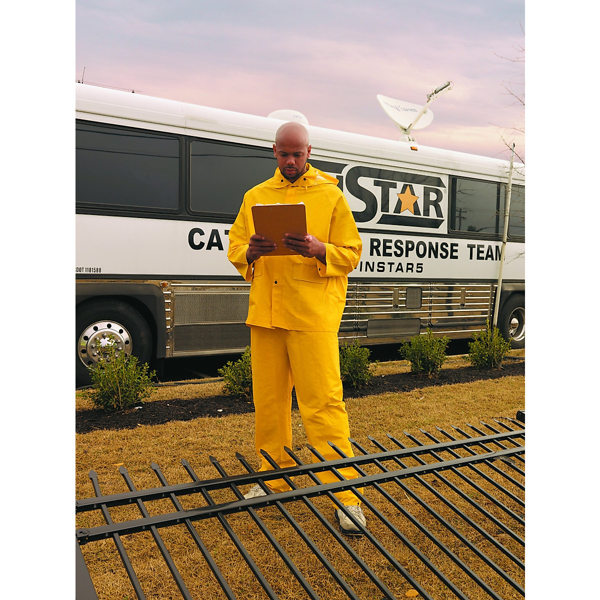 MCR Safety 2003X5 Classic PVC/Polyester 3-Piece Rainsuit with Attached Hood, Yellow, 5X-Large