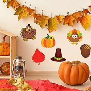 Joy Bang Fall Bulletin Board Decorations, 50 Pcs Autumn Fall Cutouts Pumpkin Leaves Turkey Cutouts for Classroom School Thanksgiving Bulletin Board Decorations Decor