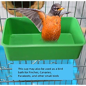 12 Pcs Bird Plastic Feeder,Seed Food Feeding Cups Plastic Hanging Bowl for Pet Parrot Parakeet Gamefowl Poultry Pigeon,Green