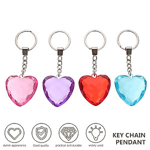 4Pcs key chain valentines keychain Heart Shape Key Holder crystal heart keychain for couples keychain heart key Hanging heart key pendant decoration bag lovers bags Acrylic