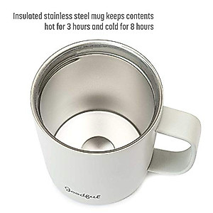 Goodful Travel Mug, Stainless Steel Insulated, Double Wall Vacuum Sealed Coffee Cup with Leak Proof Lid, 14 Ounce, Cream