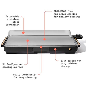 Beautiful 12" x 22" Extra Large Griddle, by Drew Barrymore (Black Sesame)