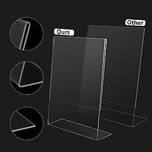 Acrylic Sign Holder 8.5 x 11, Slanted Back Sign Holders, Clear Tabletop Plastic Sign Holder, Acrylic Stands for Display 8.5 x 11, Plastic Paper Sign Holder for Office, Home, Restaurant (3 Pack)