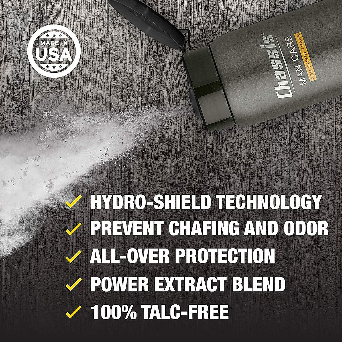 Chassis Ice Max Premium Body Powder for Men, Whole Body Deodorant, Odor-Absorbent, Talc-Free Anti-Chafing Powder for Groin & Sensitive Skin, Friction Defense & Odor Control, Original Fresh Scent